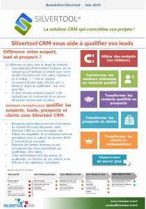 Newsletter SILVERTOOL juin 2019 – Silvertool CRM vous aide à qualifier vos leads — CRM Silvertool