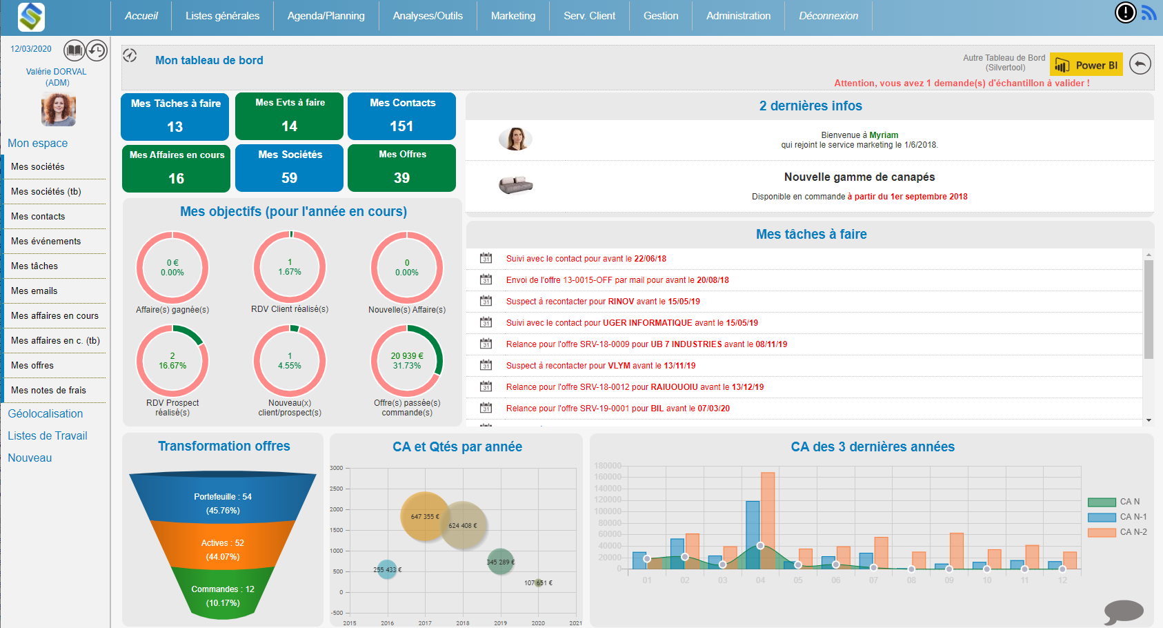 Tableau de bord personnalisable — CRM Silvertool Tableau de bord personnalisable — CRM Silvertool